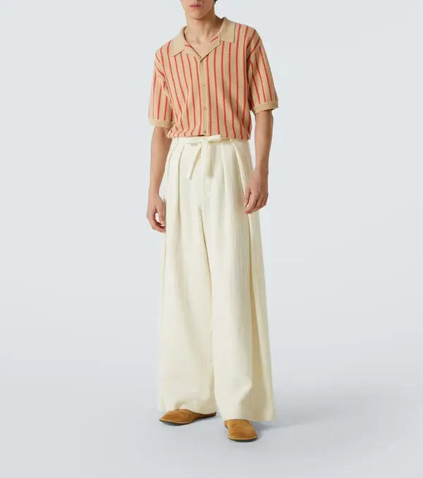 King & Tuckfield Striped Knitted Wool Bowling Shirt