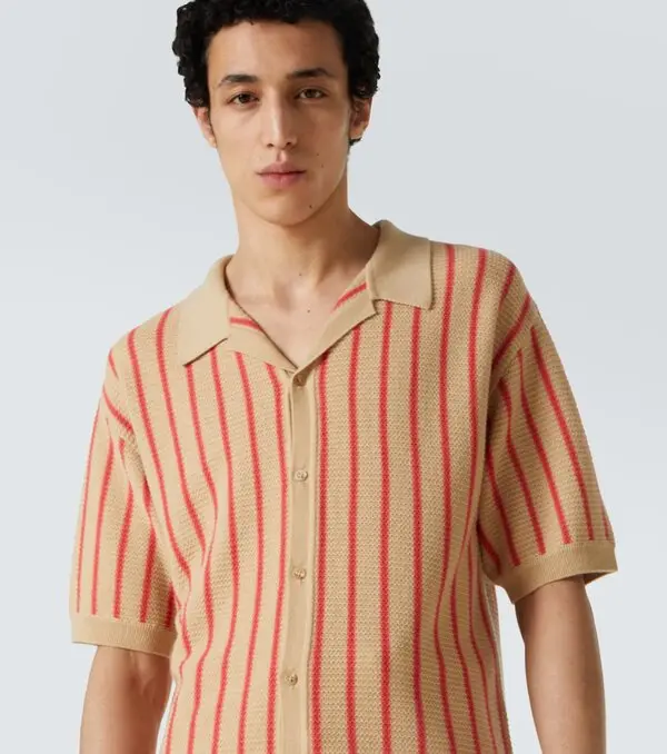 King & Tuckfield Striped Knitted Wool Bowling Shirt