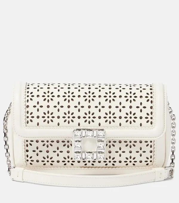 ROGER VIVIER Viv' Jeu De Fille Embellished Shoulder Bag - White