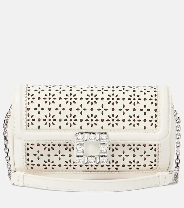 ROGER VIVIER Viv' Jeu De Fille Embellished Shoulder Bag - White