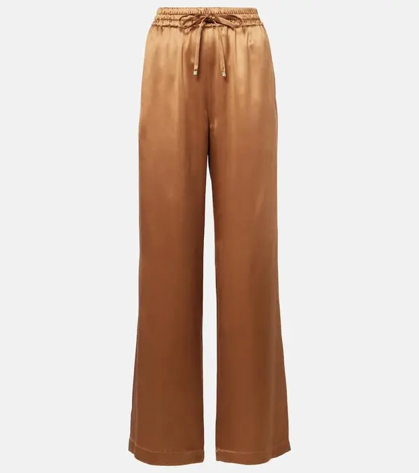 Dolce & Gabbana Silk Wide-leg Pants - Brown