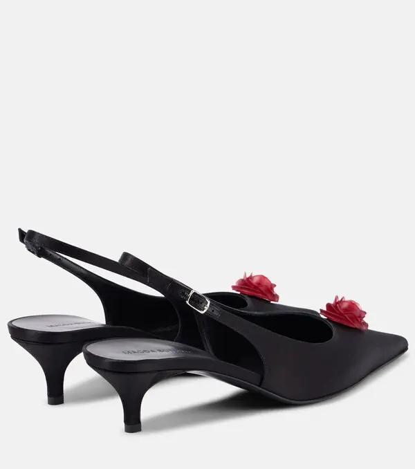 Magda Butrym 45 Floral-appliqué Satin Slingback Pumps