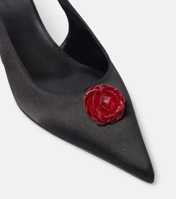 Magda Butrym 45 Floral-appliqué Satin Slingback Pumps