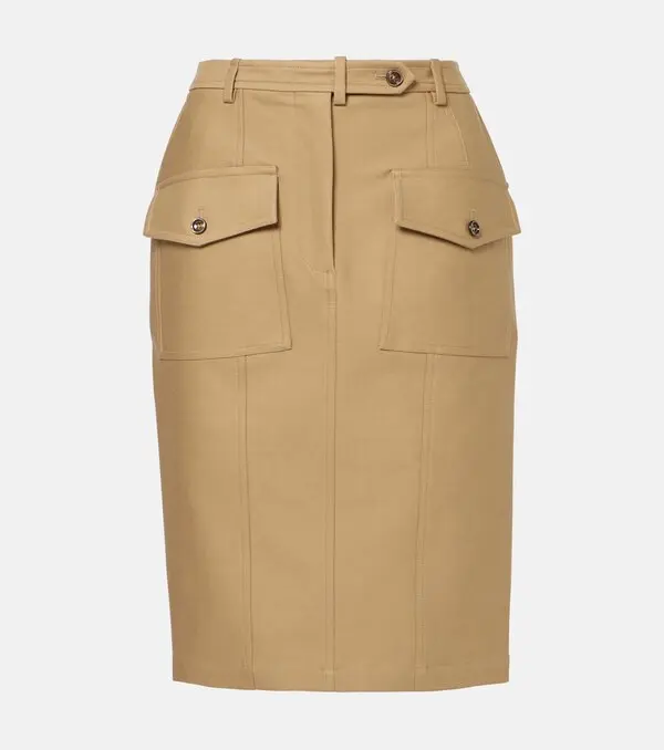 TOM FORD Cotton-blend Tricotine Midi Skirt - Beige