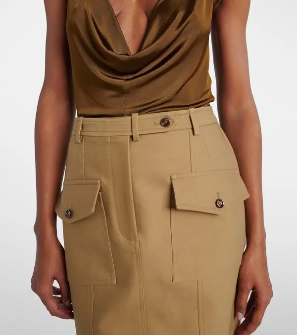 TOM FORD Cotton-blend Tricotine Midi Skirt - Beige