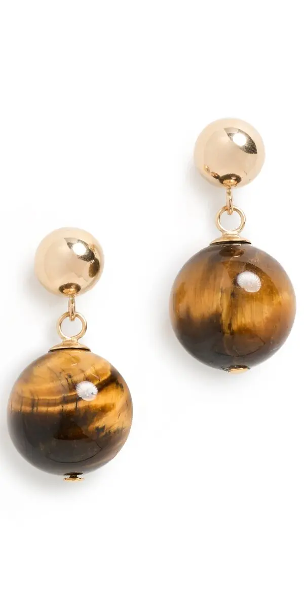 Shashi Rio Round Earrings - Tiger Eye