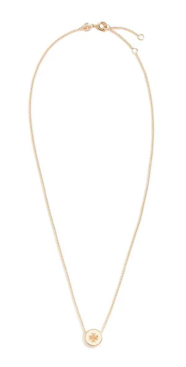 Tory Burch Icon Enamel Pendant Necklace - Tory Gold/new Ivory