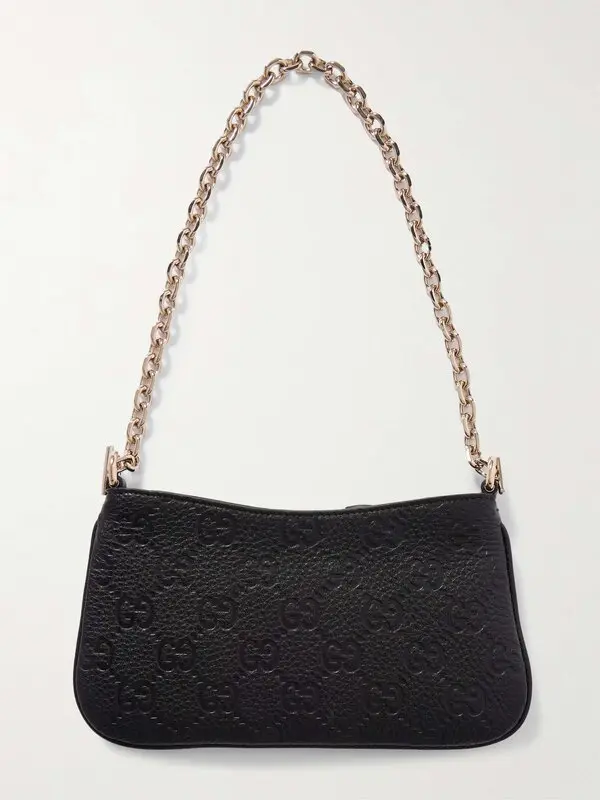 Gucci Wording Mini Shoulder Bag Black Gucci Black Logo Mini Shoulder Bag – Treasures of NYC main image 4