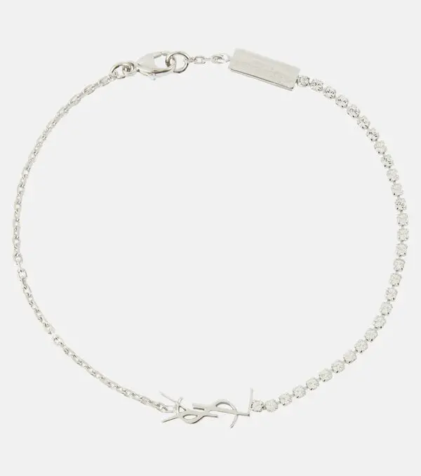 Saint Laurent Opyum Crystal-embellished Bracelet - Silver