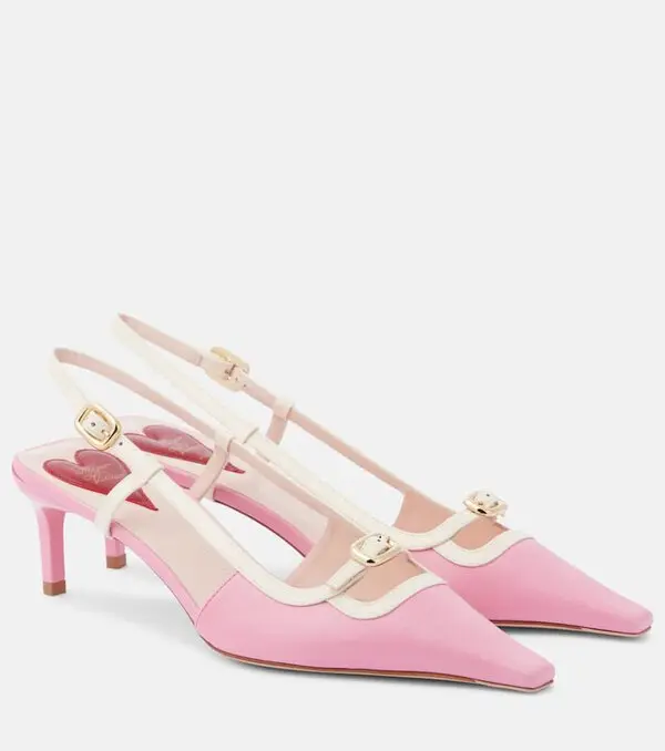 ROGER VIVIER Viv' Canard Leather Slingback Pumps - Pink