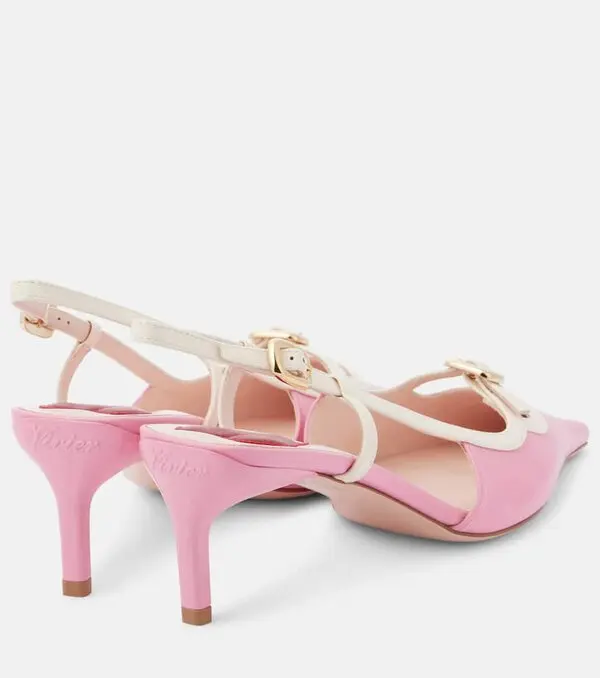 ROGER VIVIER Viv' Canard Leather Slingback Pumps - Pink