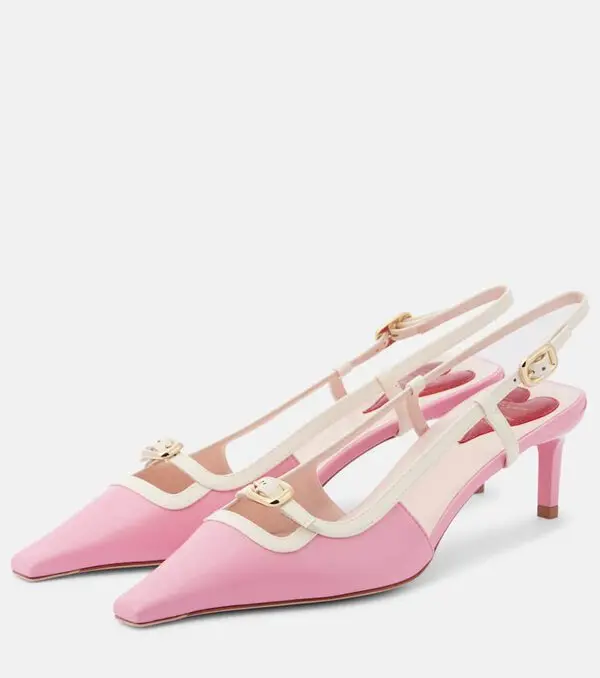 ROGER VIVIER Viv' Canard Leather Slingback Pumps - Pink