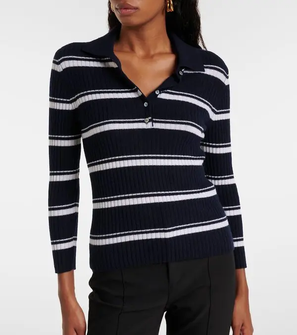 Vince Striped Cashmere And Silk Polo Sweater - Multicoloured