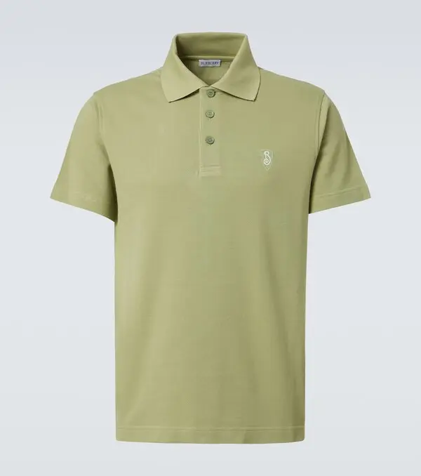 Burberry Embroidered Cotton Polo Shirt - Green
