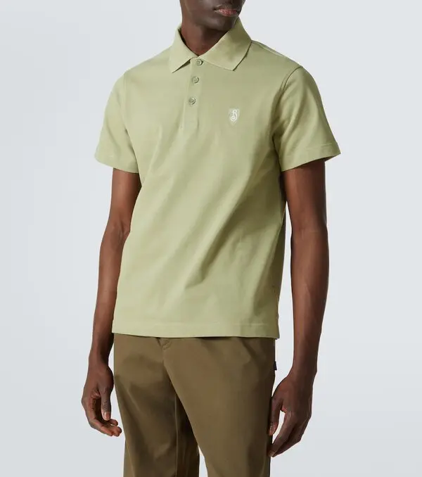 Burberry Embroidered Cotton Polo Shirt - Green