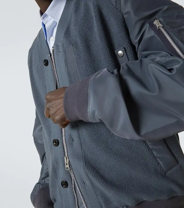 Sacai Paneled Knit & Twill Blouson