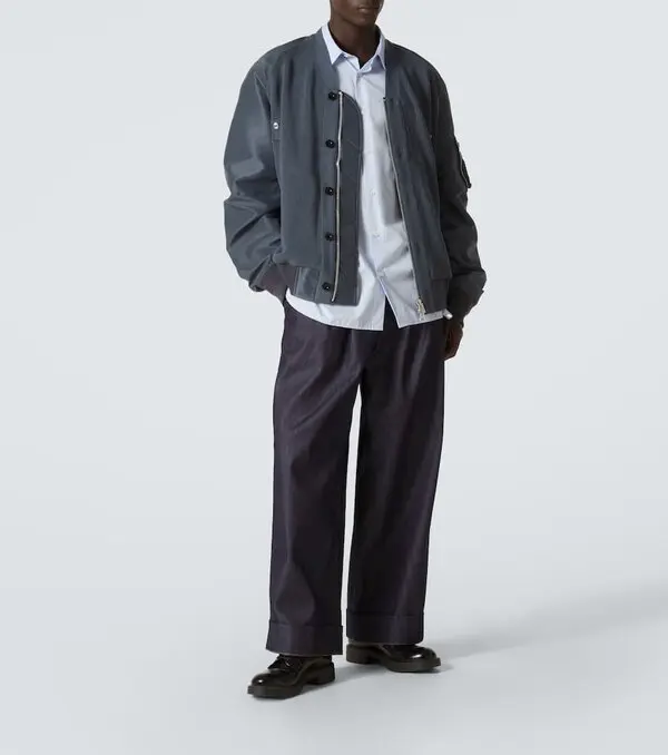 Sacai Paneled Knit & Twill Blouson