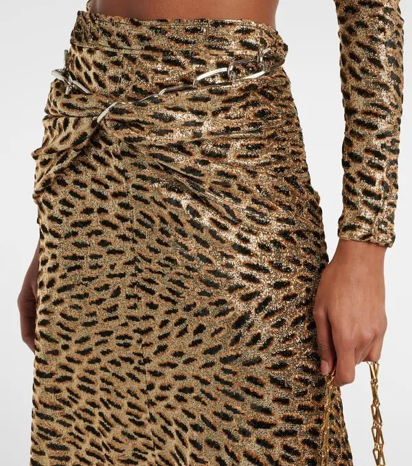 Rabanne Tiger Gathered Lame Maxi Skirt