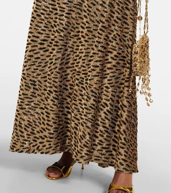 Rabanne Tiger Gathered Lame Maxi Skirt
