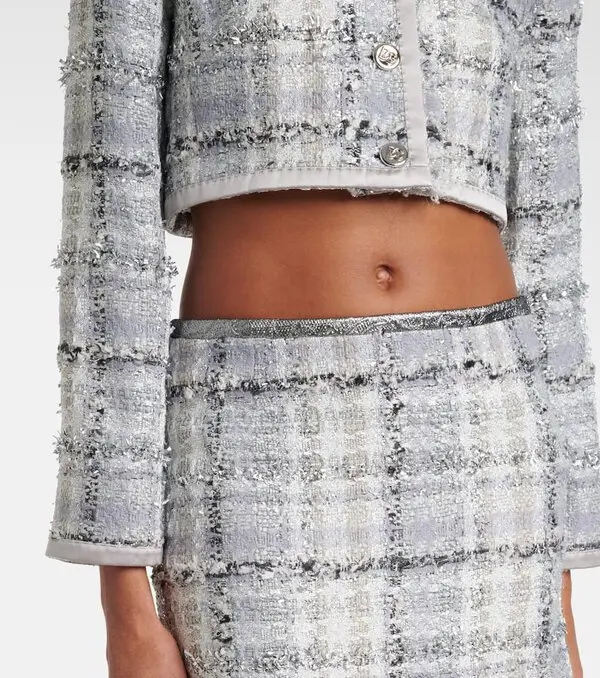 Dolce & Gabbana Checked Cropped Lame Tweed Jacket