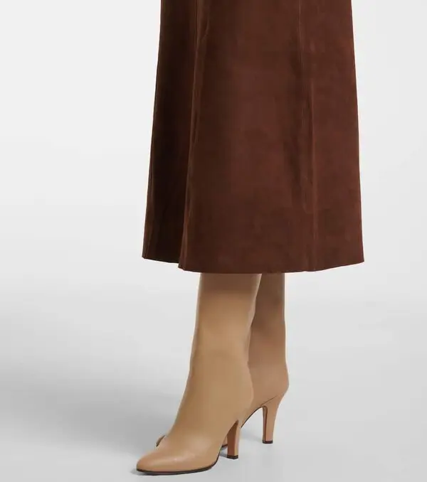 Rixo Edwina Suede Maxi Skirt - Brown