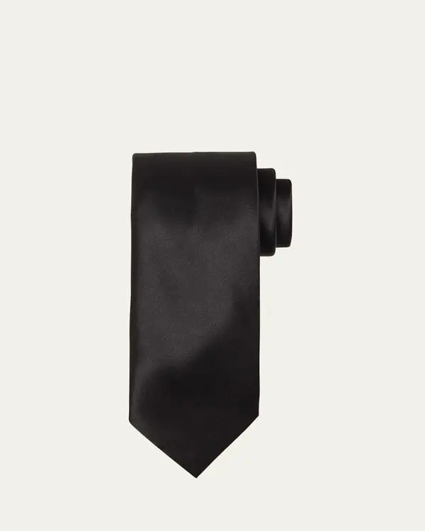 Brioni Silk Satin Neck Tie - Black