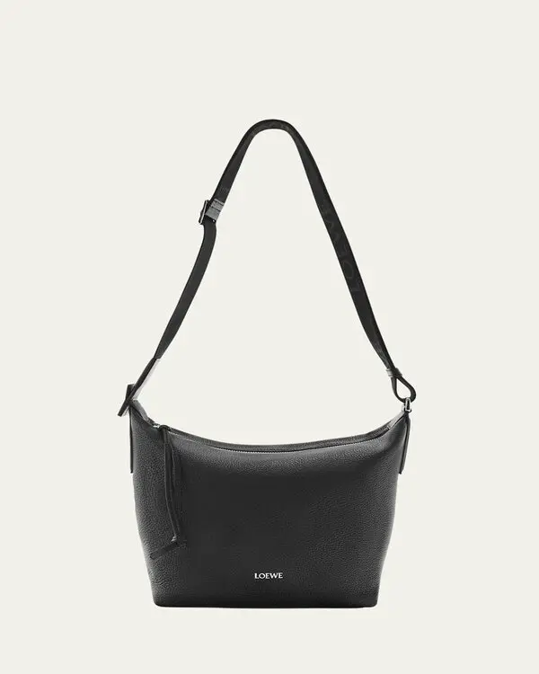 Loewe Cubi Small Crossbody Bag In Grained Calfskin - Black