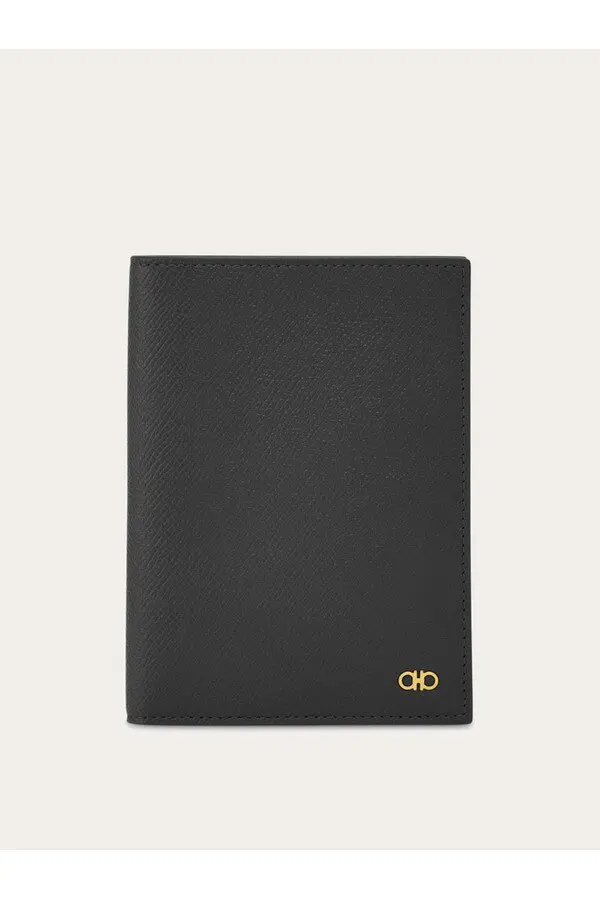 FERRAGAMO Gancini Passport Holder - Black