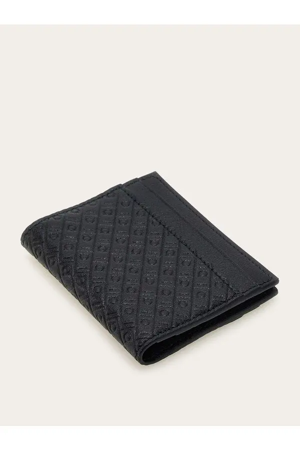 FERRAGAMO Monogram Credit Card Holder - Black