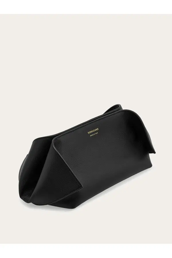 FERRAGAMO Folded Calfskin Pouch - Black