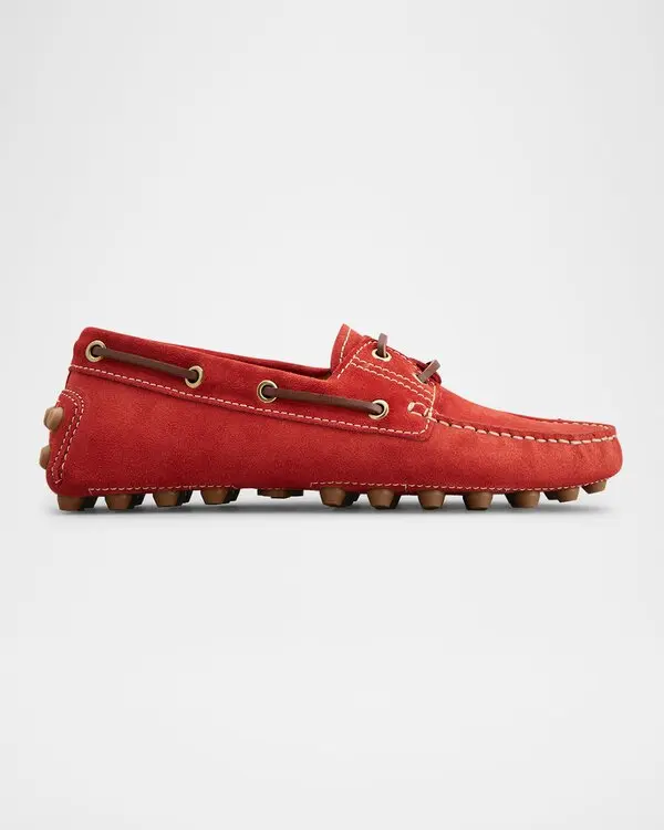 TOD'S Gommino Suede Driver Loafers - Red
