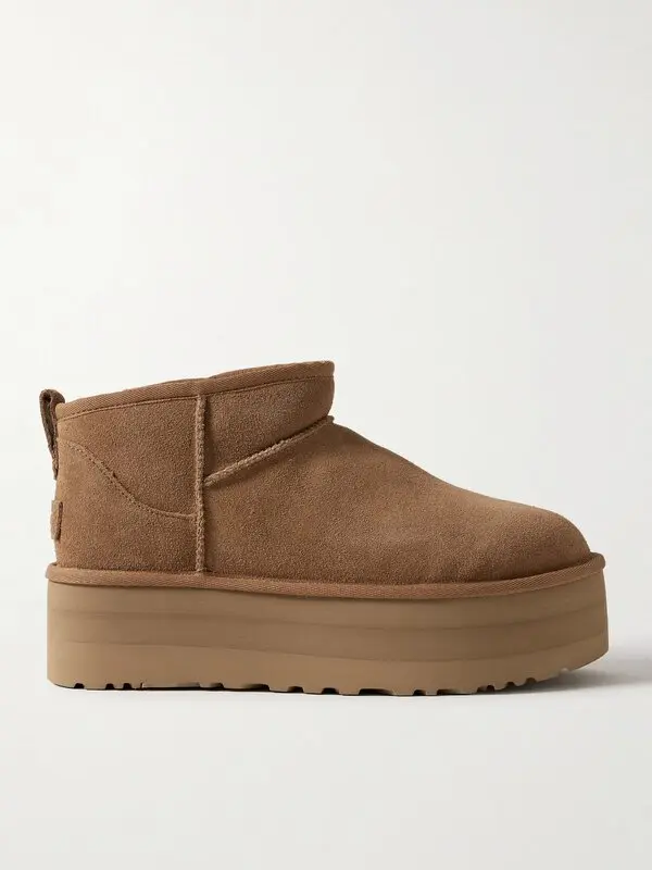 UGG Classic Ultra Mini Platform Shearling Boots - Brown