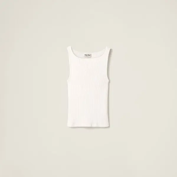 Miu Miu Ribbed Knit Wool Tank Top