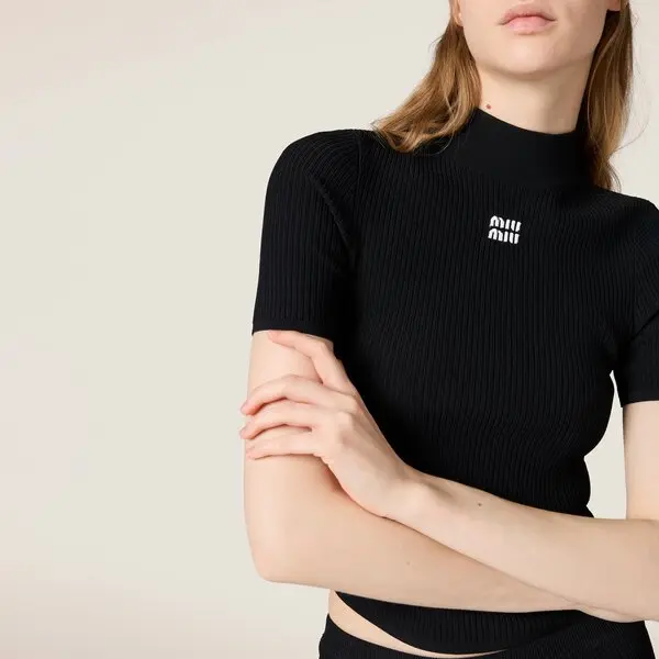 Miu Miu Viscose Turtleneck Sweater - Black | Editorialist