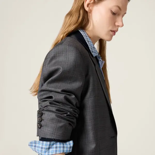 Miu Miu Prince Of Wales Checked Wool Jacket