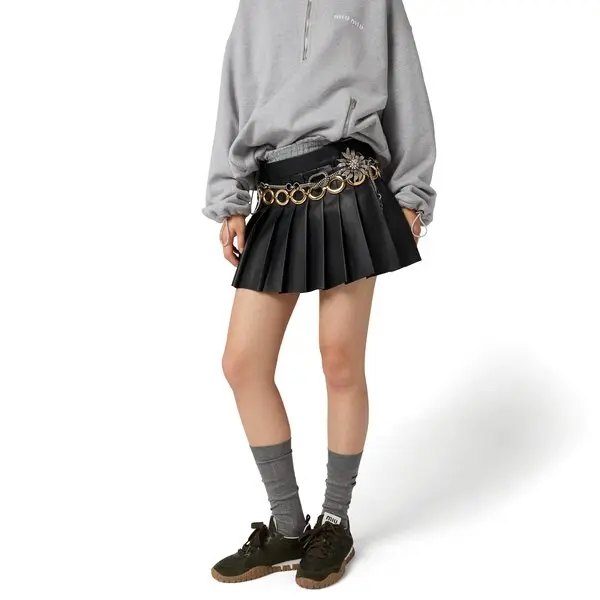 Miu Miu Nappa Leather Pleated Skirt