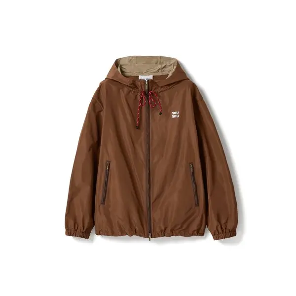 Miu Miu Technical Fabric Zip-up Hoodie Jacket