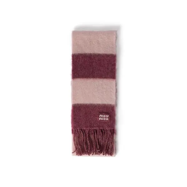 Miu Miu Wool Scarf With Fringes - Amaranth/peach