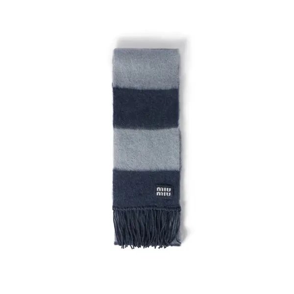 Miu Miu Wool Scarf With Fringes - Blue/sky Blue
