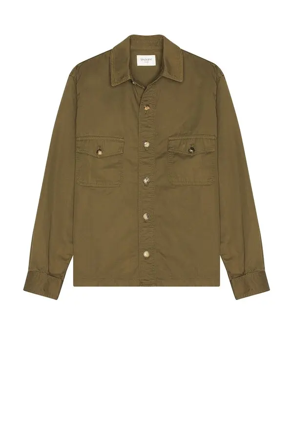 Saint Laurent Yves Overshirt In Olive