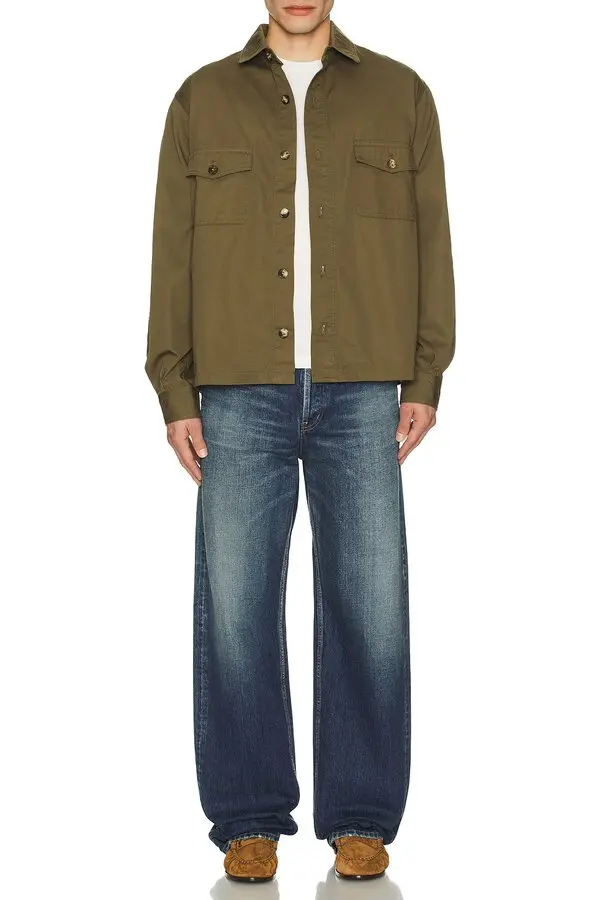 Saint Laurent Yves Overshirt In Olive