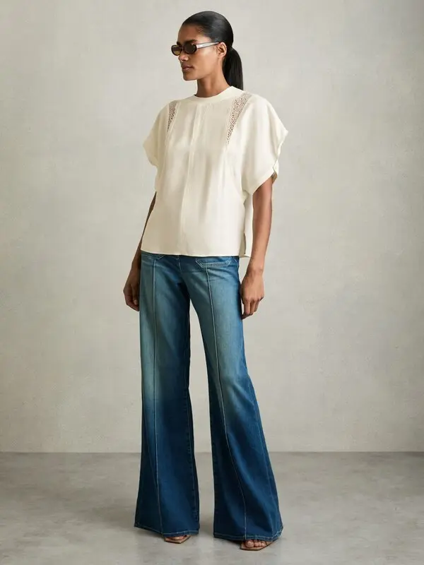 REISS Harlowe Lace-insert T-shirt