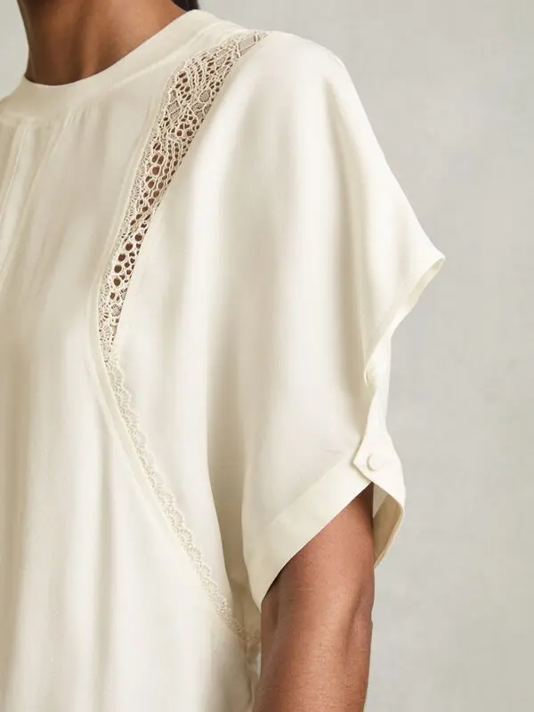 REISS Harlowe Lace-insert T-shirt