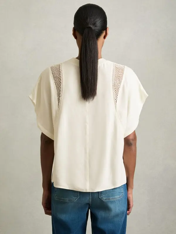 REISS Harlowe Lace-insert T-shirt
