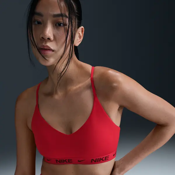 Nike Indy Light Support Padded Adjustable Sports Bra - Red