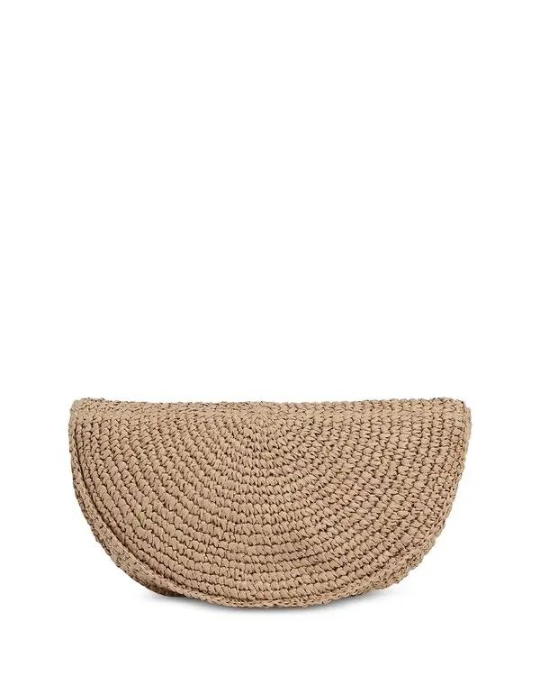 REISS Aria Half Moon Raffia Clutch