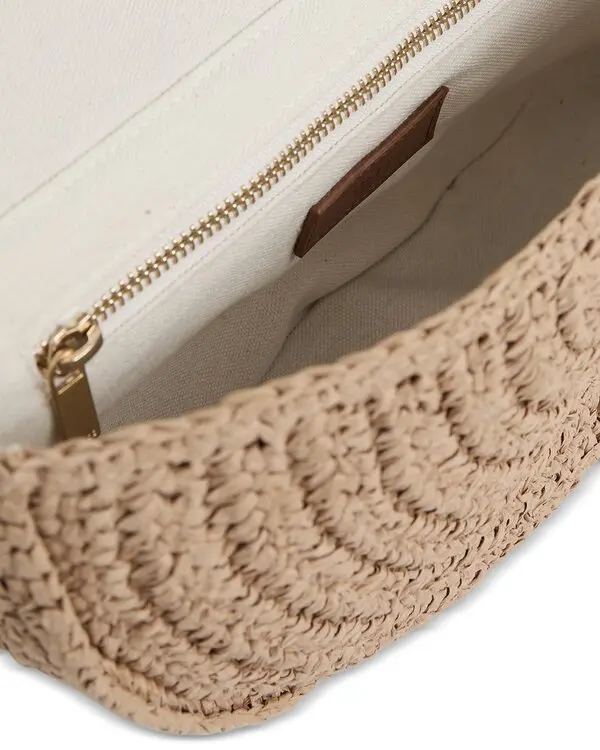 REISS Aria Half Moon Raffia Clutch