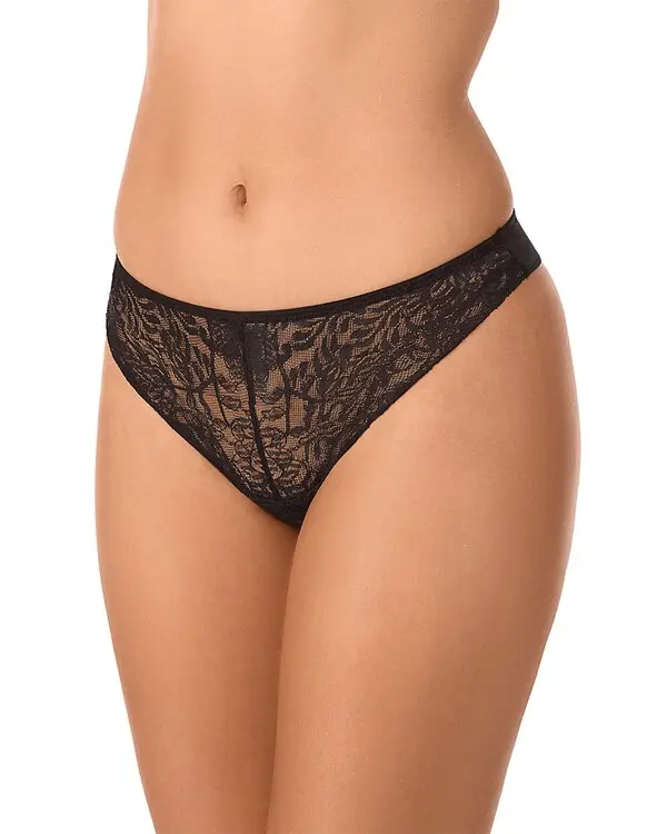 ON GOSSAMER Luxe Lace Thong - Black