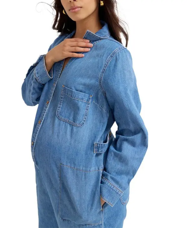 Hatch Collection Nursing Denim Jumpsuit - Indigo