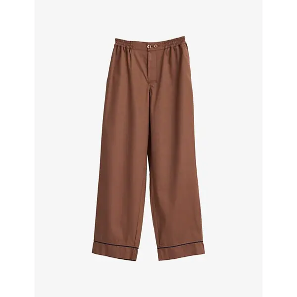 HAY Outline Contrast-piping Cotton Pyjama Trousers - Milk Chocolate